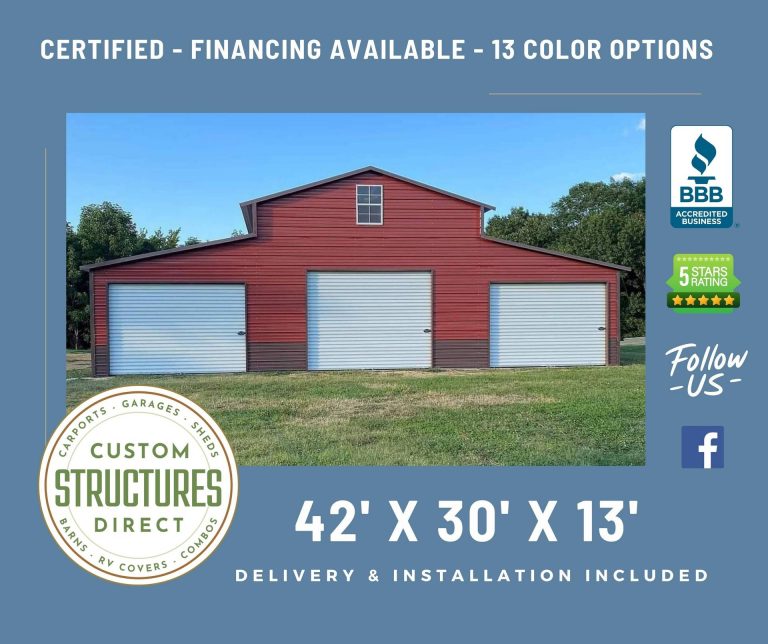 Triple Door Barn with Wainscoting | Custom Structures Direct