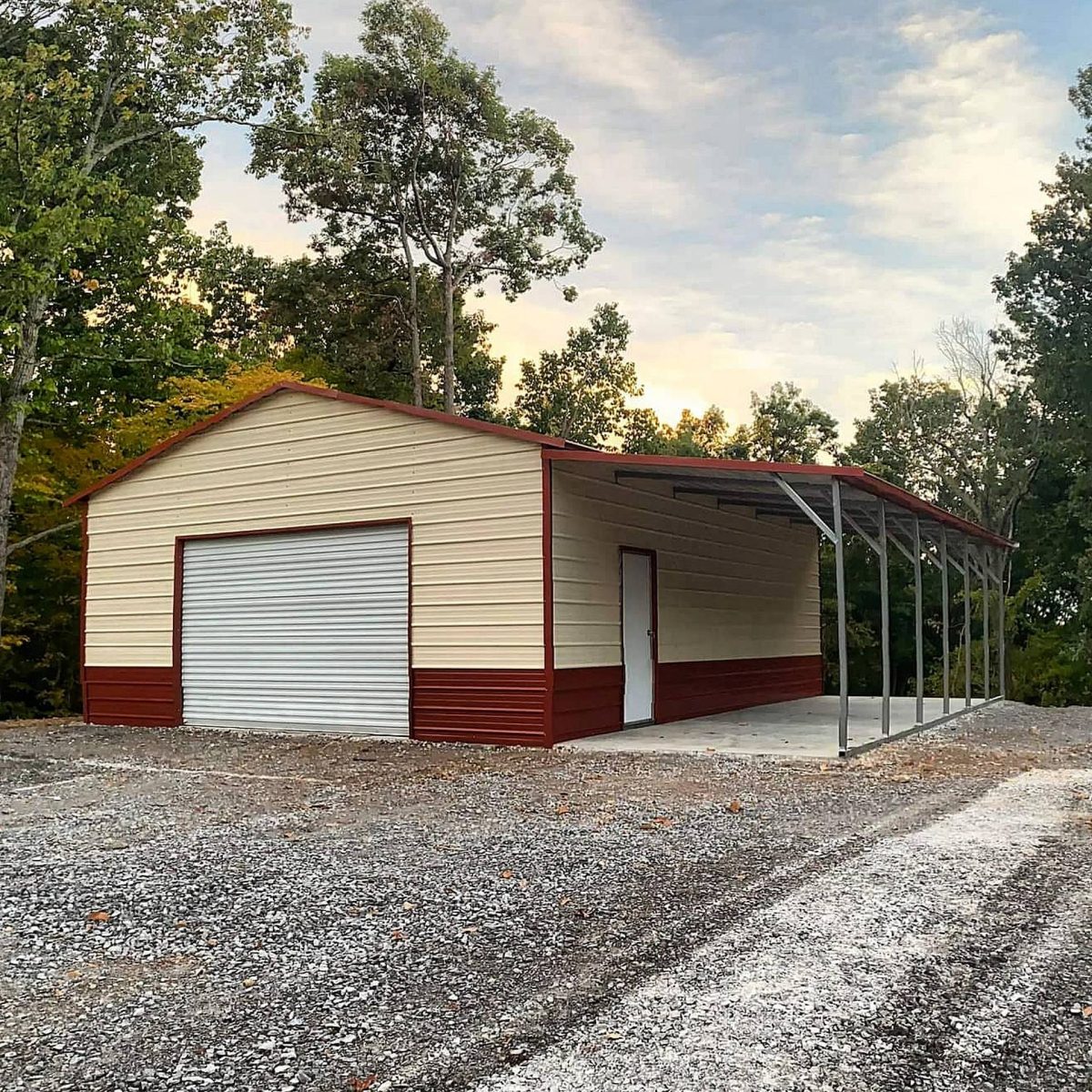 Extended Shop with Open Lean To | Custom Structures Direct