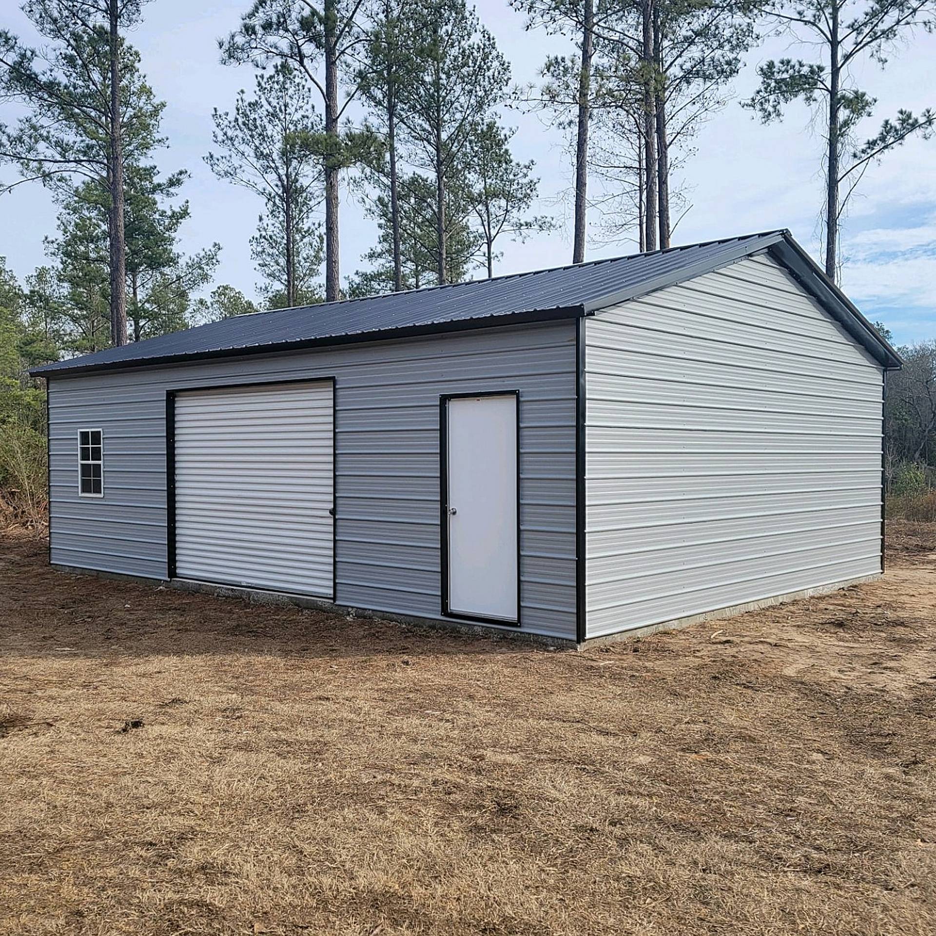 Light Grey Single Side Entry Garage | Custom Structures Direct