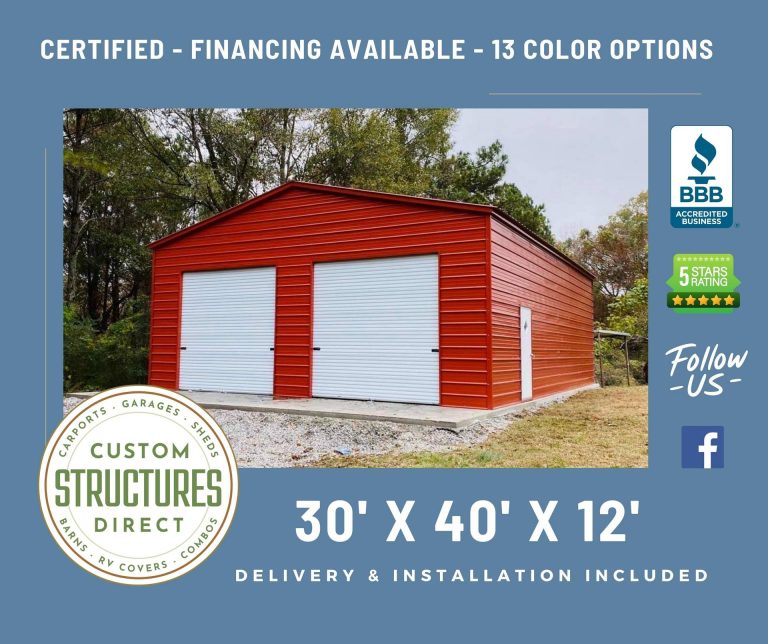 Classic Red Garage | Custom Structures Direct