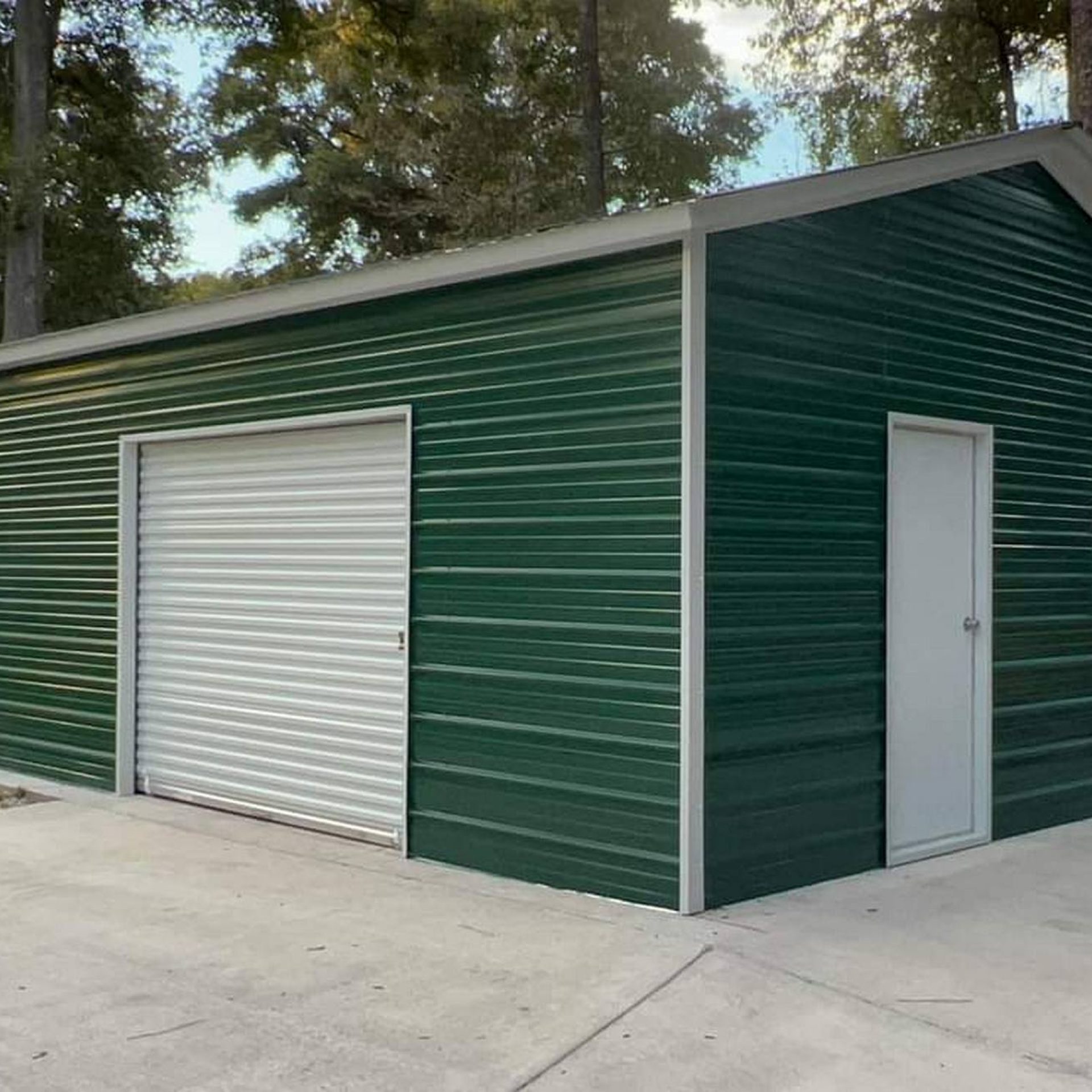 Green Workshop Garage | Custom Structures Direct